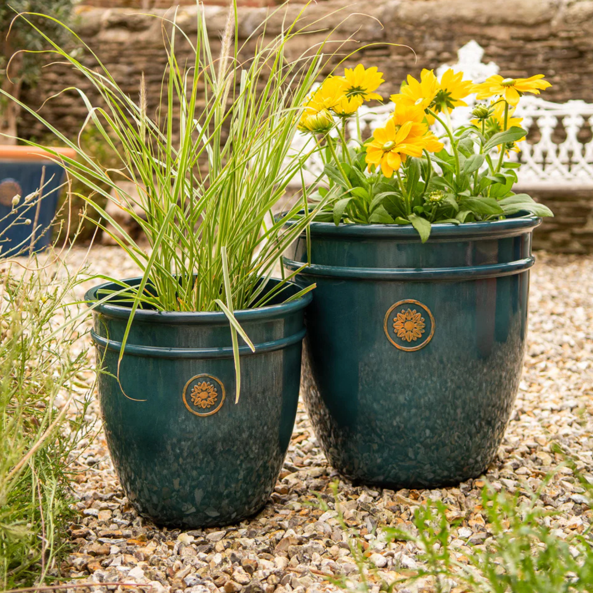 Hampton Planter - Teal (available in 2 sizes) – Creekwood Garden & Gift